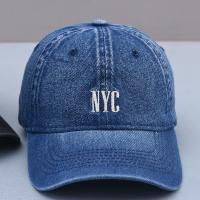 China Distressed Embroidered Washed Cotton Denim 6 Panel Unstructured Curved Brim Eco Caps Hats for sale