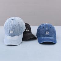 China Distressed Embroidered Washed Cotton Denim 6 Panel Unstructured Curved Brim Eco Caps Hats for sale
