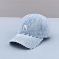 China Distressed Embroidered Washed Cotton Denim 6 Panel Unstructured Curved Brim Eco Caps Hats for sale