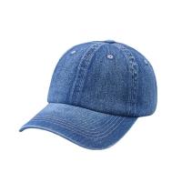 China Eco Distressed Washed Cotton Denim 6 Panel Unstructured Curved Brim Baseball Caps For Adults for sale