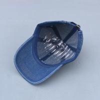 China Eco Distressed Washed Cotton Denim 6 Panel Unstructured Curved Brim Baseball Caps For Adults for sale