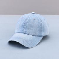 China Eco Distressed Washed Cotton Denim 6 Panel Unstructured Curved Brim Baseball Caps For Adults for sale
