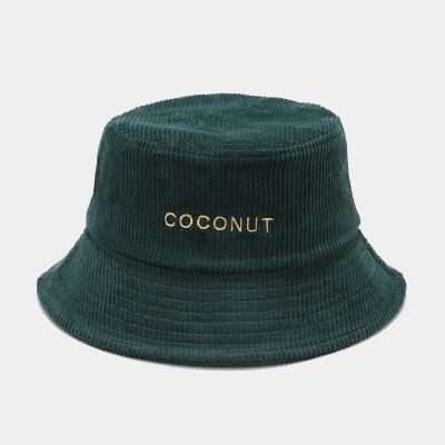 China Custom Embroidered RPET Bucket Hat 100% Recycled Polyester Corduroy Eco Friendly for sale
