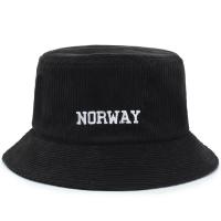 China Custom Embroidered Logo Polyester Corduroy Fisherman Bucket Hats for Winter Fishing 100% Polyester for sale