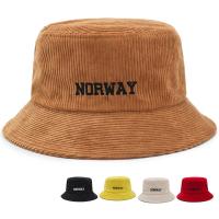 China Custom Embroidered Logo Polyester Corduroy Fisherman Bucket Hats for Winter Fishing 100% Polyester for sale