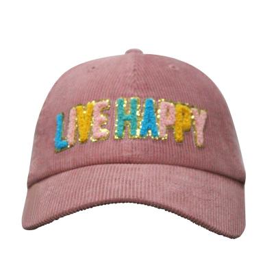China Custom 3D Chenille Embroidered Patch Corduroy Baseball Cap for Women Eco Friendly for sale