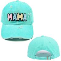China Embroidered Distressed Vintage Washed Cotton Denim Custom Terry Dad Hat Baseball Caps for sale
