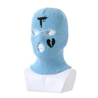 China Custom Embroidered Jacquard Knitted Balaclava Winter Ski Warm Beanie Full Face Mask 100% Acrylic RPET for sale
