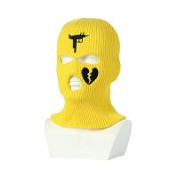 China Custom Embroidered Jacquard Knitted Balaclava Winter Ski Warm Beanie Full Face Mask 100% Acrylic RPET for sale