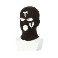 China Custom Embroidered Jacquard Knitted Balaclava Winter Ski Warm Beanie Full Face Mask 100% Acrylic RPET for sale