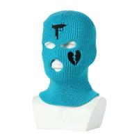 China Custom Embroidered Jacquard Knitted Balaclava Winter Ski Warm Beanie Full Face Mask 100% Acrylic RPET for sale