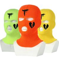 China Custom Embroidered Jacquard Knitted Balaclava Winter Ski Warm Beanie Hat Full Face Mask RPET 100% Acrylic for sale