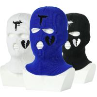 China Custom Embroidered Jacquard Knitted Balaclava Winter Ski Warm Beanie Hat Full Face Mask RPET 100% Acrylic for sale