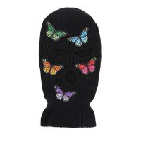 China Custom Jacquard Embroidered Knitted Winter Hat 3 Hole Full Face Ski Mask Acrylic 100% for sale