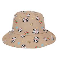 China Kids Cartoon Cow UPF 50+ Sublimation Sun Bucket Hat Custom Size Outdoor Beach Protection for sale