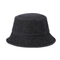 China Custom Embroidered Washed Denim Bucket Hat Wide Brim Cotton Fisherman Sun Hat for Adults for sale