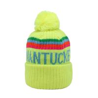 China Custom Knitted Winter Beanie Hat With Pom Pom For Christmas for sale