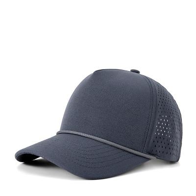 China Black Polyester Performance Baseball Cap UPF 50+ One Size Fits All Adjustable Strap for sale