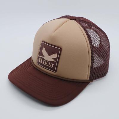 China Custom 5 Panel Trucker Hat Quick Dry Laser Cut PVC Rubber Patch Wholesale Mens Baseball Caps 56cm-60cm for sale