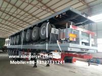 China Customizable Flat Bed Semi Trailer with 40-60t Load Capacity, High-strength Steel Construction, and 3 Axles for Heavy-Duty Transport Green for sale