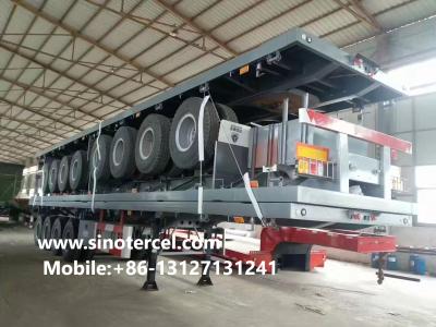 China Customizable Flat Bed Semi Trailer with 40-60t Load Capacity, High-strength Steel Construction, and 3 Axles for Heavy-Duty Transport Green for sale