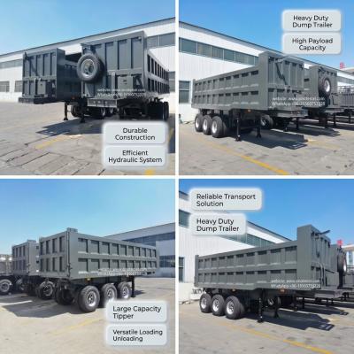 China 3 Axle Hydraulic Dump Tipper Semi Trailer Rectangle Container Load 30-40 Tons for sale