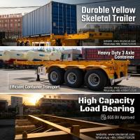 China Skeletal Type Container Semi Trailer Yellow Excellent Load Bearing Capacity 3 Axles Pull Container for sale