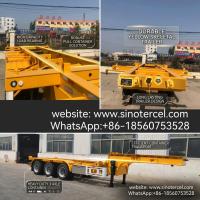 China 3 Axle Skeletal Type Container Semi Trailer Yellow Excellent Load Bearing Capacity for sale
