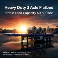 China 3 Axle Flatbed Semi Trailer with excellent stability  load capacity 40–50 tons for sale