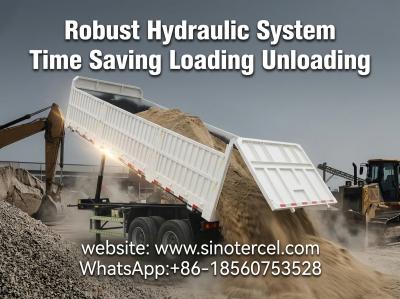 China 3 Axle Hydraulic Dump Tipper Semi Trailer Time Saving Convenient  Rectangular Container for sale