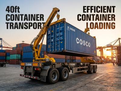 China 3 Axle Sidelifter Trailer For Loading 20 Feet 40 Feet Container With XCMG Crane for sale