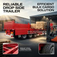 China 3 Axles Red Pallet Transport Sidewall Semi Trailer Dropside Trailer Carry Upgrade Easily Cope With Heavy Loads for sale