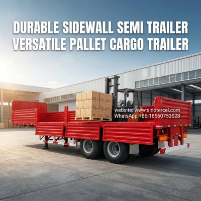 China SINOTERCEL 3 Axles Sidewall Semi Trailer Dropside Trailer Pallet Transport Easy Unload Efficient  Heavy Load for sale
