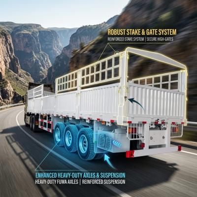 China 3 Axles Bulk Cargo Fence Semi Trailer Detachable plate Customizable for sale