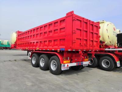 China Red 3-Axle Cargo Flatbed Semi-Trailer | FUWA Axle, 40CBM Large Volume, 12R22.5 Heavy-Duty Tires for sale