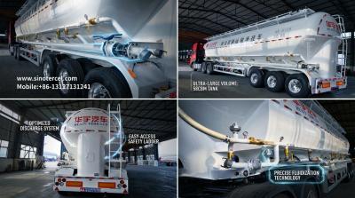China 3 Axles Bulk Cement Semi Trailer 50000Liters Cement Bulker Trailer White for sale