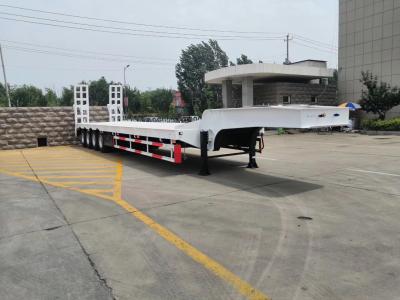 China 4-Axle Low-Flat Semi-Trailer with 120-ton Load Capacity and High-Strength Steel Main Beam for Heavy-Duty Transportation for sale