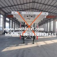China 3 Axle Flatbed Semi Trailer Customized 50-60 Tons 20 Ft 40 Ft For Container Carrying With container lock White for sale
