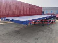 China 3 Axle Flatbed Semi Trailer Customized For 20 Ft 40 Ft Container Carrying With container lock Blue for sale