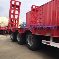 China Hydraulic Adjusting Platform  3 Axles Low Bed Semi Trailer 60 Ton Low Bed Trailer RED for sale