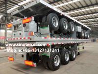 China 30 to 60 tons loadcapacity container flatbed semi trailer heavy duty flat bed semi trailer for transporting large cargo White for sale