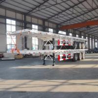 China Container Flatbed Semi Trailer Flat Bed Semi Trailer Comes with 1 Set Tool Box Supports Load 20ft 40ft Container Trailer for sale