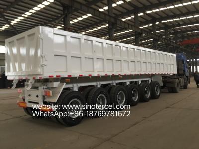 China 6 Axle 45CBM Dump Semi Trailer with Liftable Front 2 Axles Air Suspension for sale