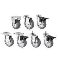 China TPR Industrial Caster Wheels with Plate Brakes, Adjustable Stem, Directional & Swivel for Display Carts & Trolleys for sale