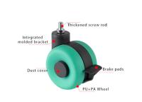 China Premium 4-Inch L-Shaft Polyurethane Swivel Braked Casters for Office Furniture & Cabinets for sale