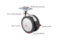 China Office Furniture Wheel Zinc Alloy Caster Wheels with Swivel Brake in 2.5