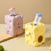 China Ceramic Hamster Water Bottle with Cheese Hideout & Leak-Proof Food Dish for Small Pets for sale