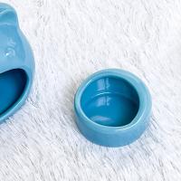China Minimalist Style Splash-Proof Ceramic Hamster Feeder Set Creamy Yellow Food Bowl Water Dish 6.3*6*4cm for sale