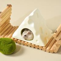 China General Seasons Off-White Ceramic Hamster Hideout Cheese Cottage for Summer Chill for sale
