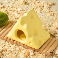 China General Seasons Off-White Ceramic Hamster Hideout Cheese Cottage for Summer Chill for sale